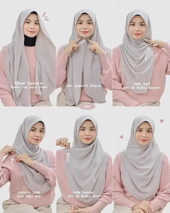 Tutoriap Hijab Square Menutup Dada Rapi | Artikel diposting oleh Inspirasi Hijab | Lemon8